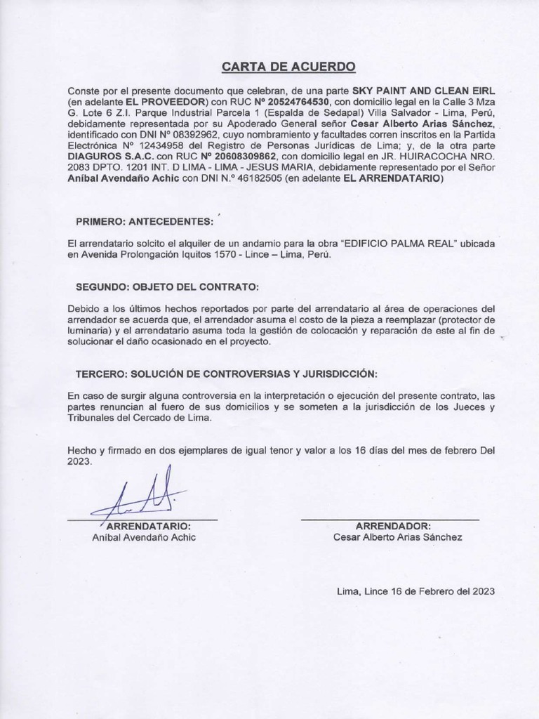 Cartadeacuerdo Sky 003 | PDF