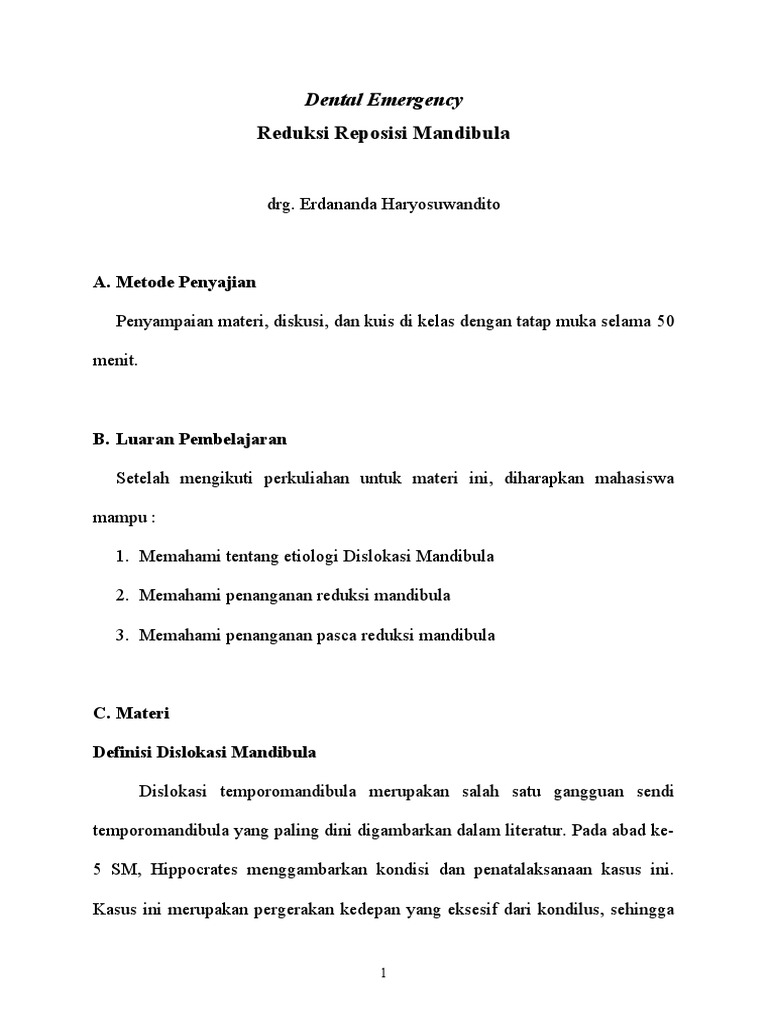 Penanganan Dislokasi Mandibula | PDF