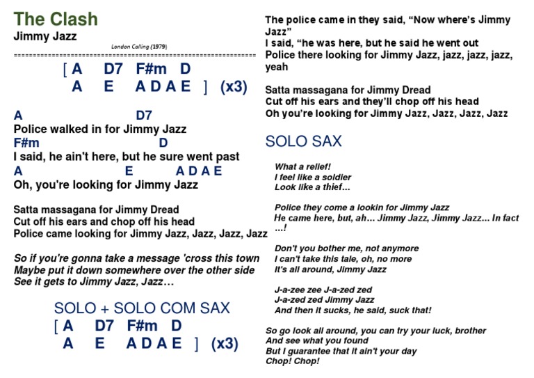 The Clash - Jimmy Jazz Nova | PDF
