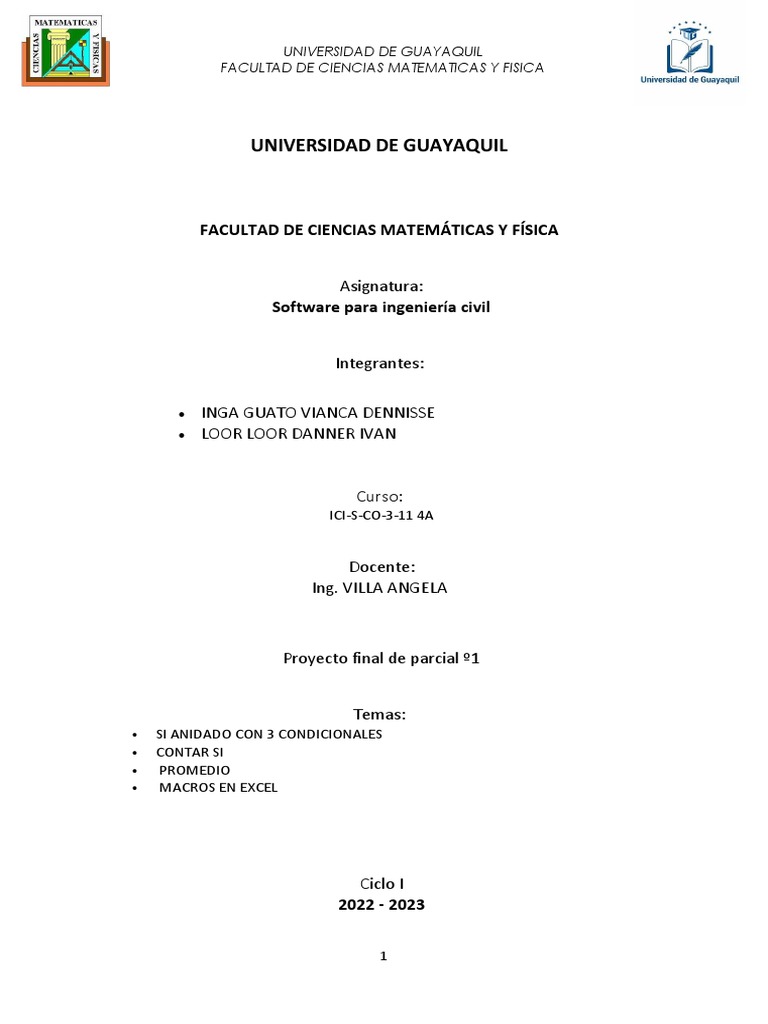 PROYECTO FINAL 1er Parcial | PDF | Macro (informática) | Microsoft Excel