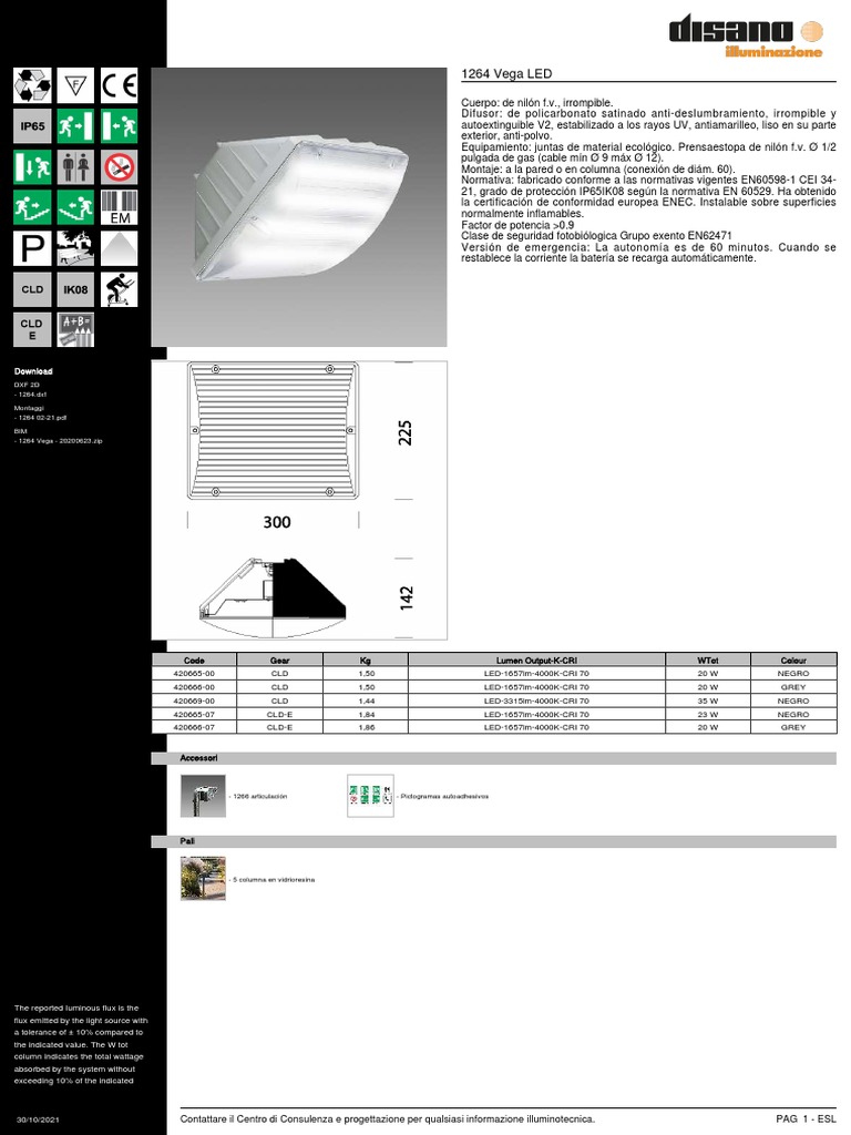 1264 Vega LED: Características técnicas y especificaciones de un farol ...