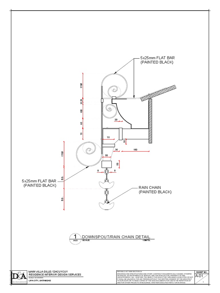 5x25mm FLAT BAR (Painted Black) : Downspout/Rain Chain Detail | PDF