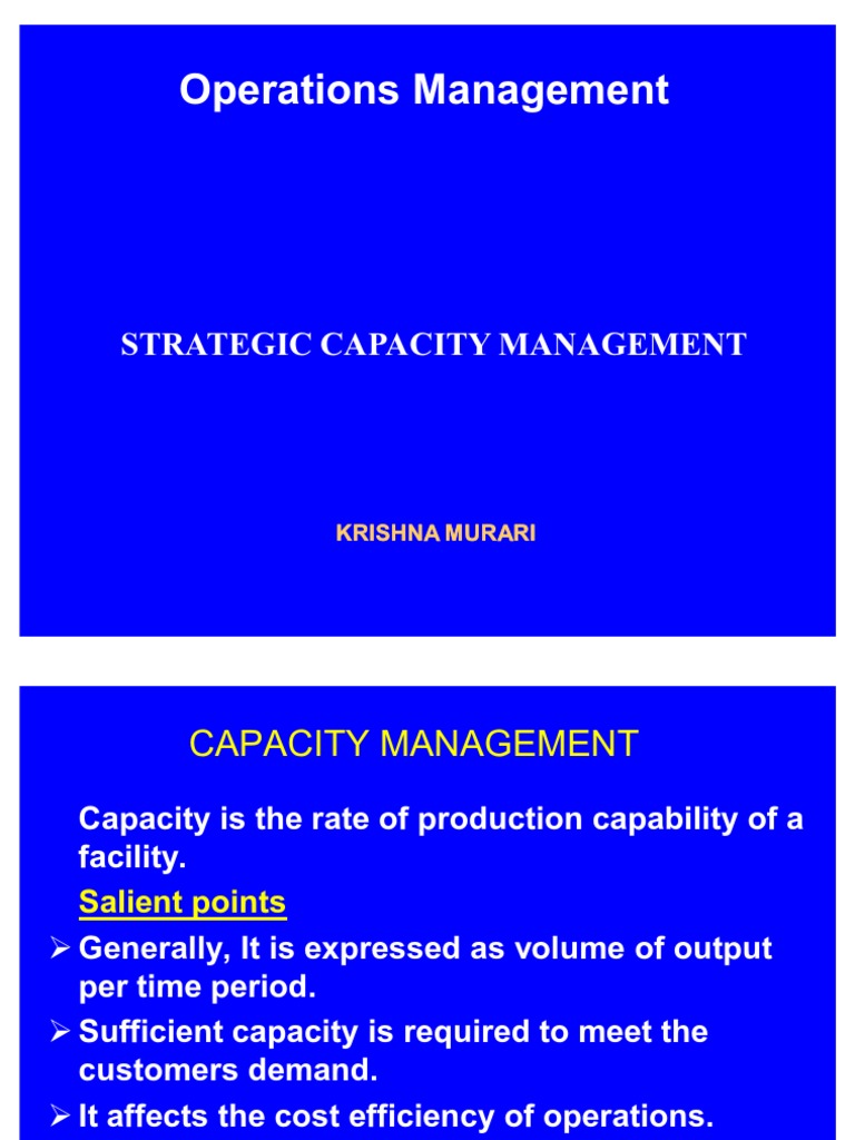 Capacity Management in Operations | PDF | Economies Of Scale | Average Cost