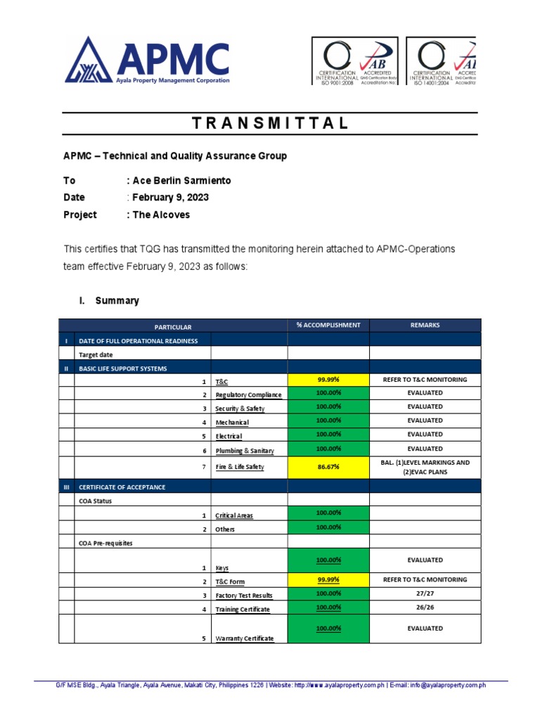 With Postcon-The Alcoves Transmittal To APMC-Ops Team - 02072023 | PDF | Elevator | Sanitary Sewer