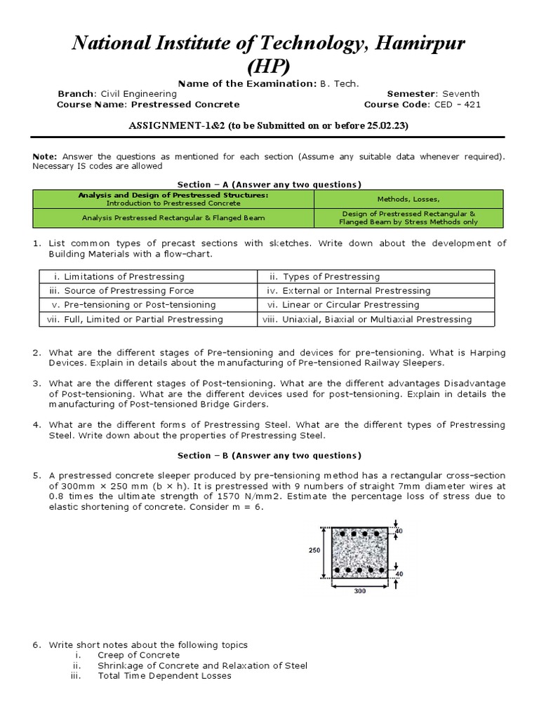 Assignment AB CED 421 PSC | PDF | Prestressed Concrete | Beam (Structure)
