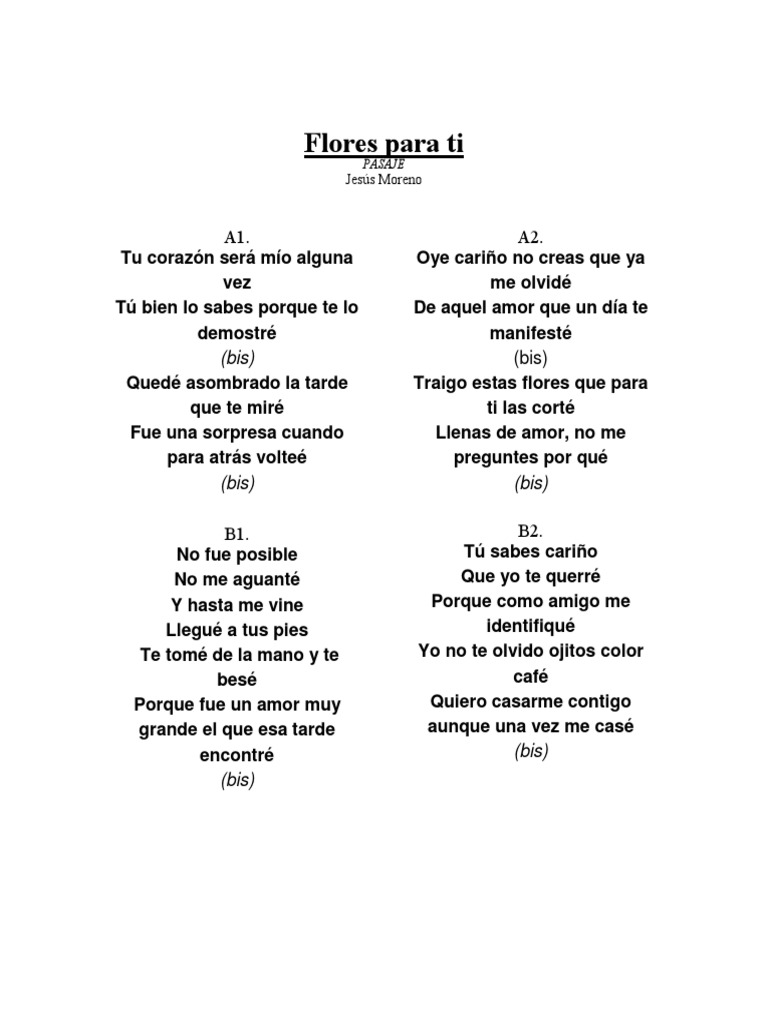 Flores para Ti - Letra | PDF