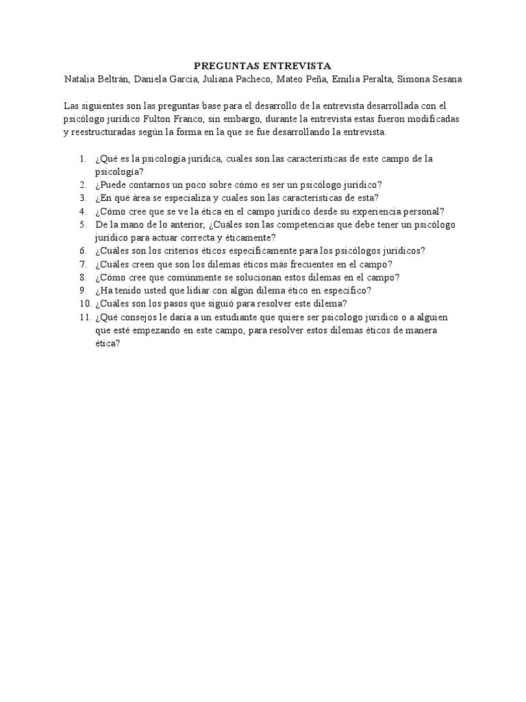 Entrevista Psicología Juridica | PDF