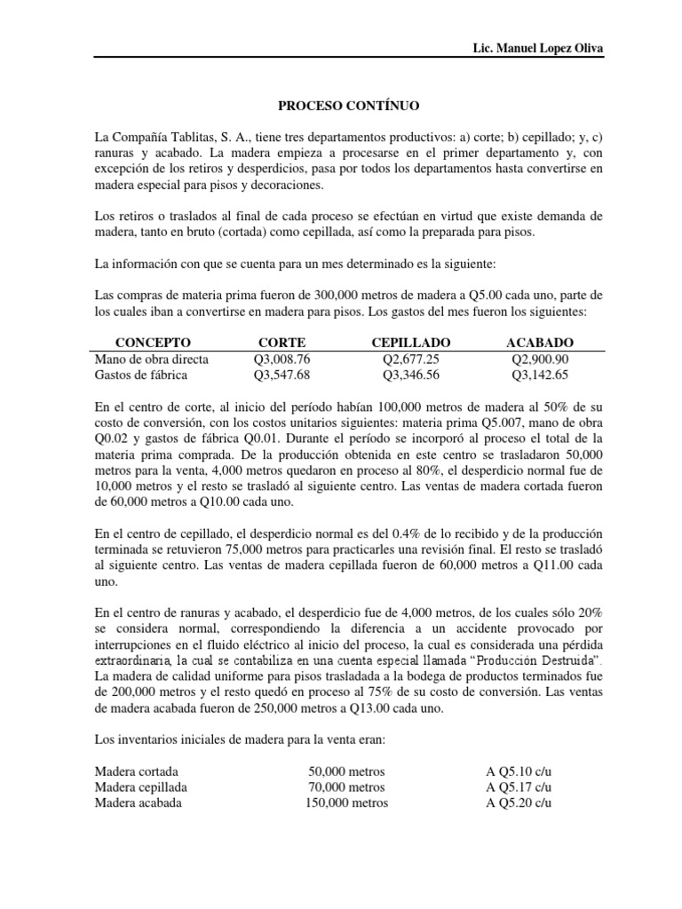 Laboratorio Proceso Contínuo | PDF