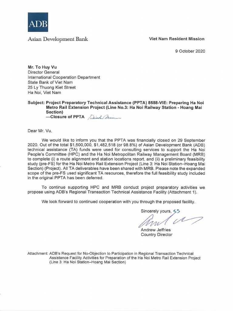 TA8588 Letter To Inform PPTA Closure (VRM) | PDF