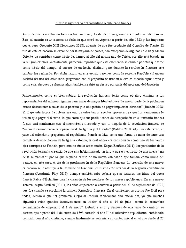 Calendario Republicano Francés: Origen y Uso | PDF | Francia