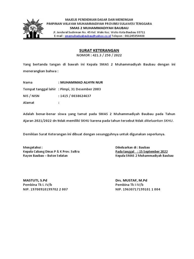 Suket Tidak Memiliki Skhu | PDF