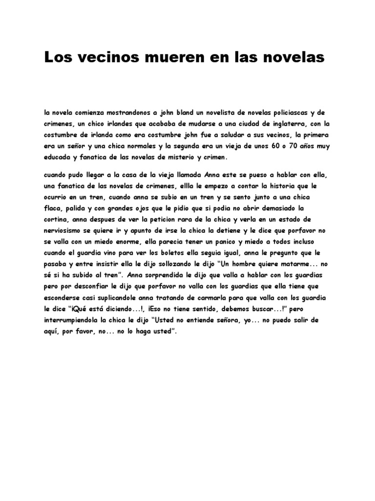 Los Vecinos Mueren en Las Novelas | PDF