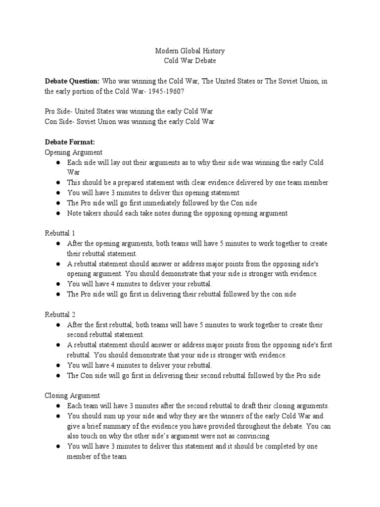 Cold War Debate | PDF