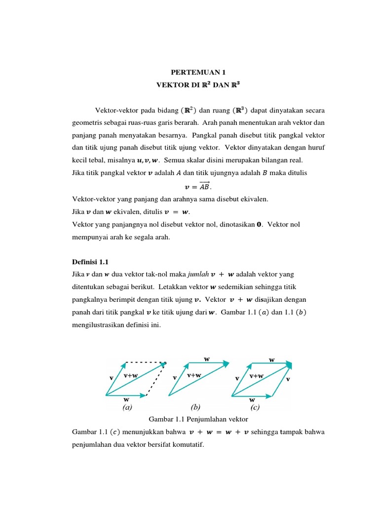 Pertemuan 1 Vektor Di R2 Dan R3 | PDF