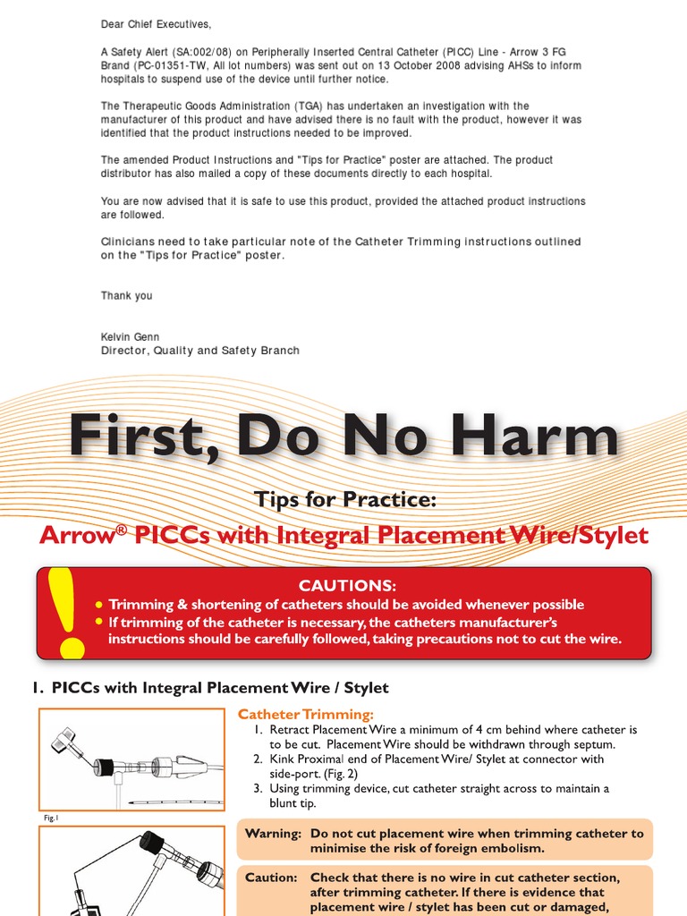 PICC Line Safety Alert and Instructions | PDF