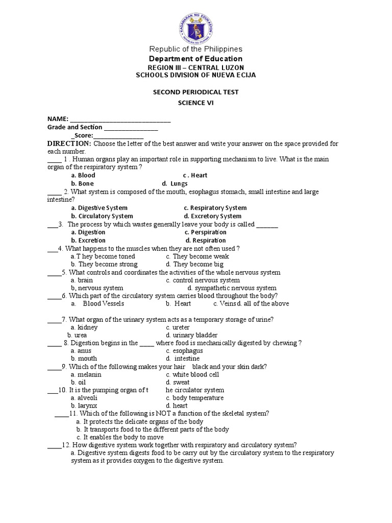 Grade 6 Regular - SCIENCE | PDF | Human Body | Coral Reef