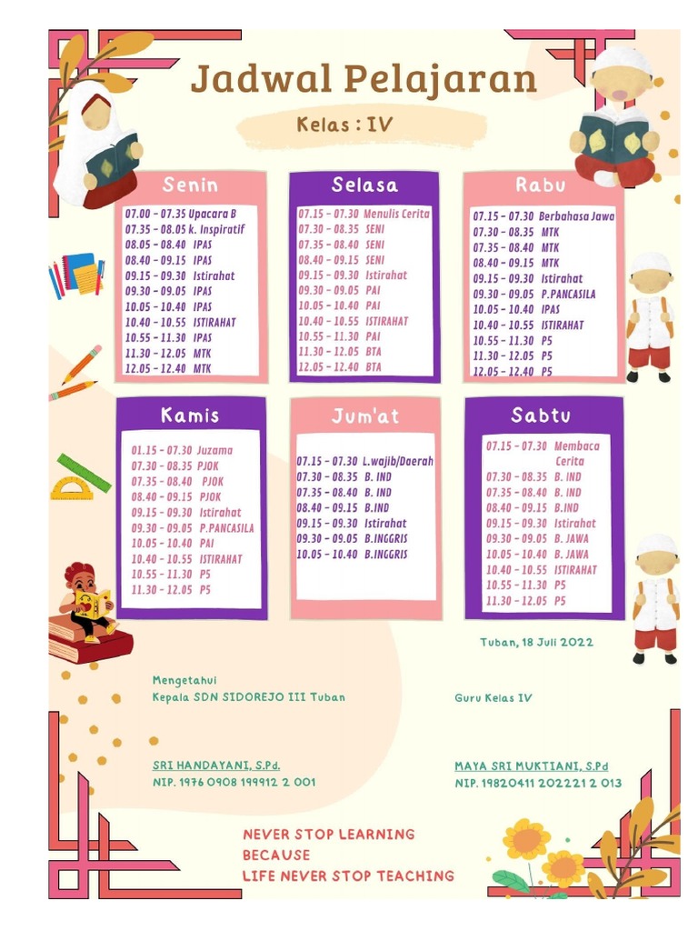 jadwal kelas 4 | PDF