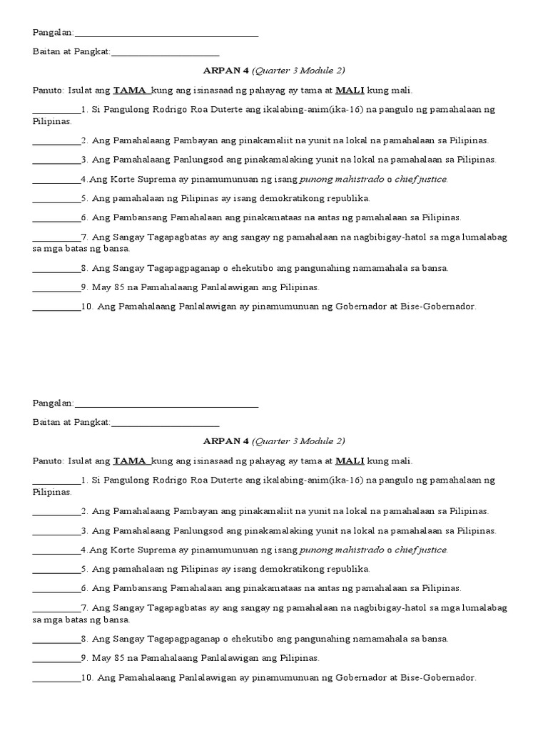Arpan Q3 Module 2 Quiz | PDF