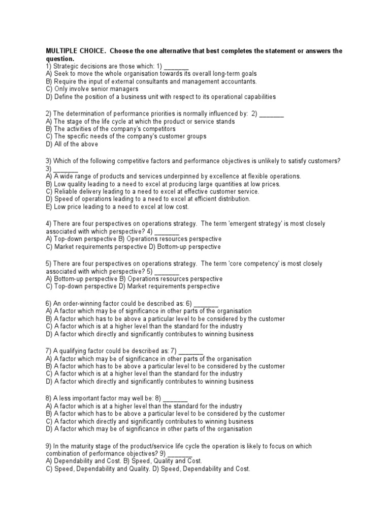 MULTIPLE CHOICE. Choose The One Alternative That Best Completes The ...