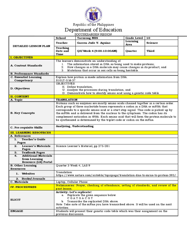 TRANSLATION | PDF | Translation (Biology) | Genetic Code