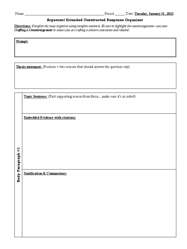Argument Graphic Organizer | PDF