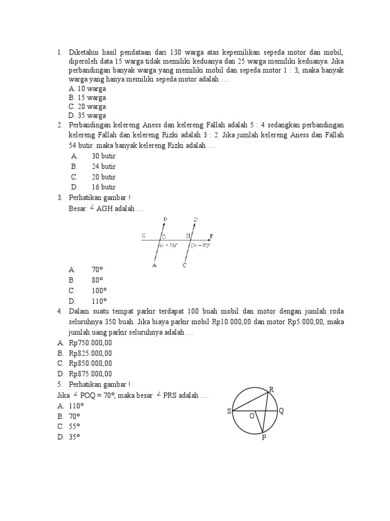 Latihan Soal Us MTK KLS 9 | PDF