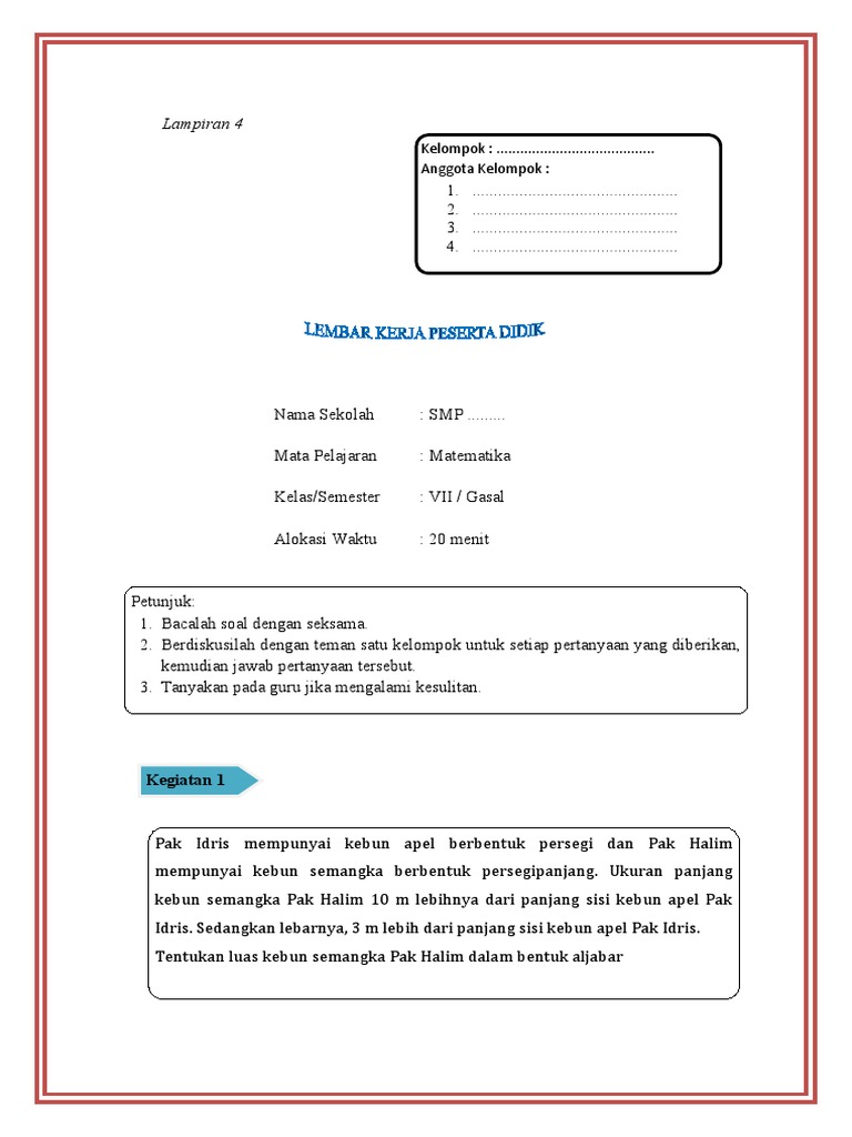 Lampiran 4 (LKPD 2) | PDF