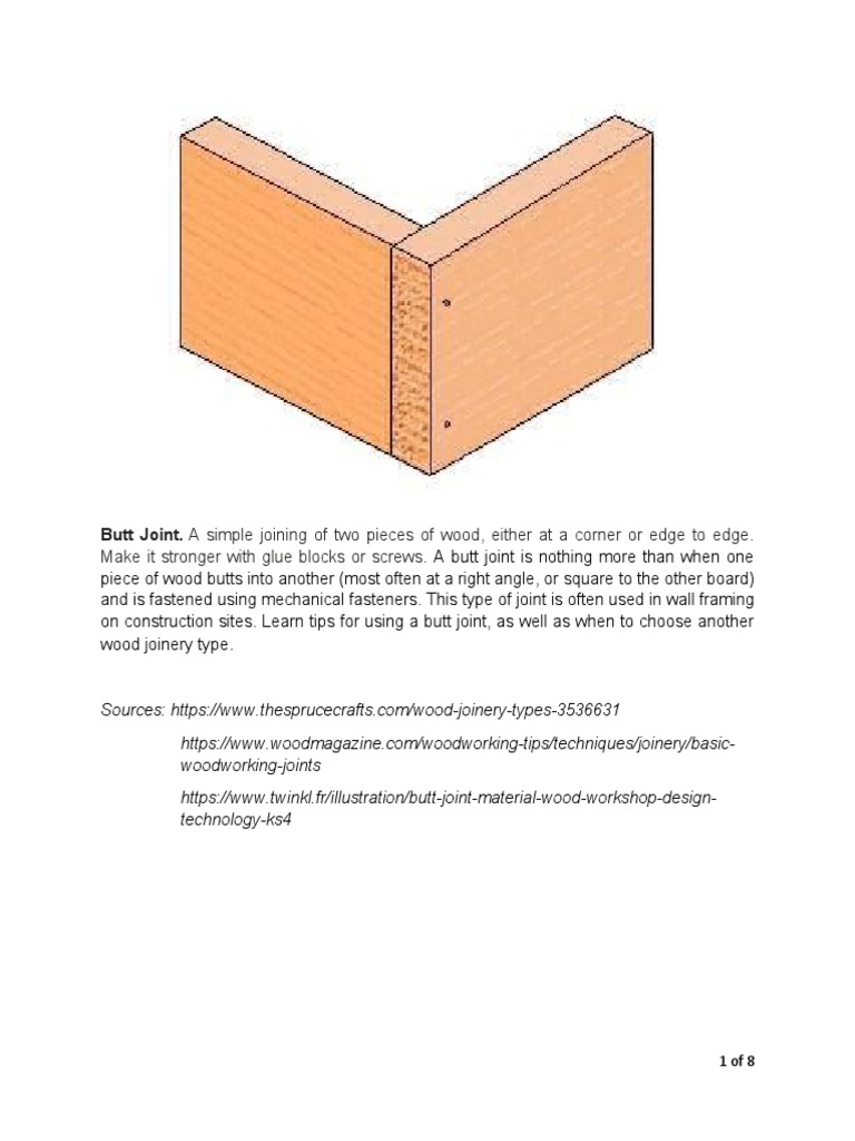 Types of Joints | PDF | Woodworking | Wood