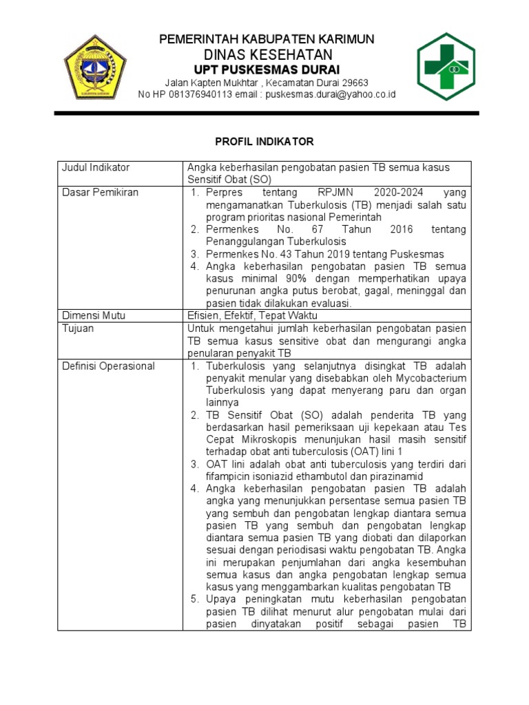 Profil Indikator Mutu TB | PDF