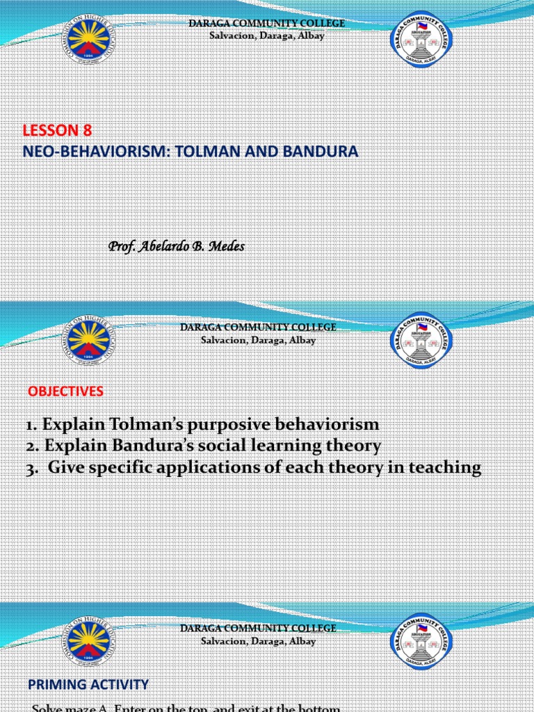 Lesson 8 Neo Behaviorism Week 7 | PDF | Behaviorism | Learning