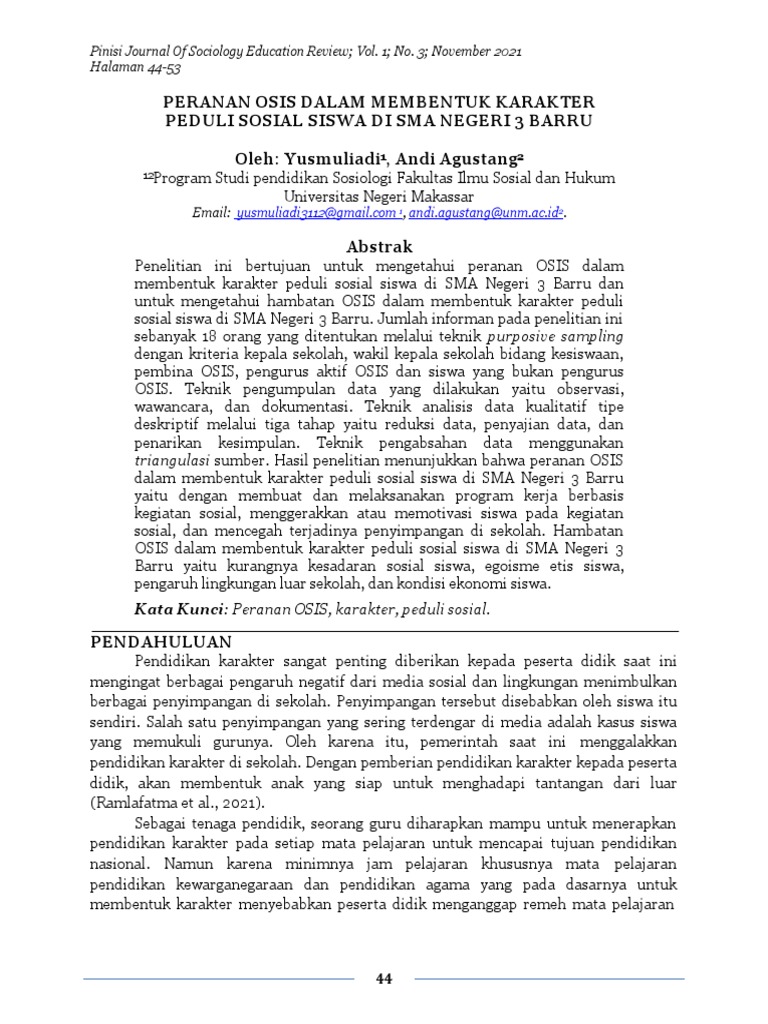 Peran OSIS dalam Karakter Sosial Siswa | PDF