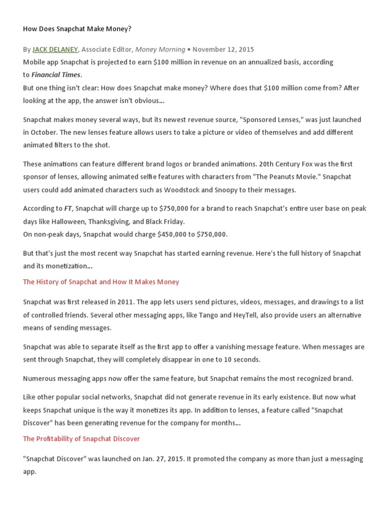 How Does Snapchat Make Money | PDF | Snapchat | Communication