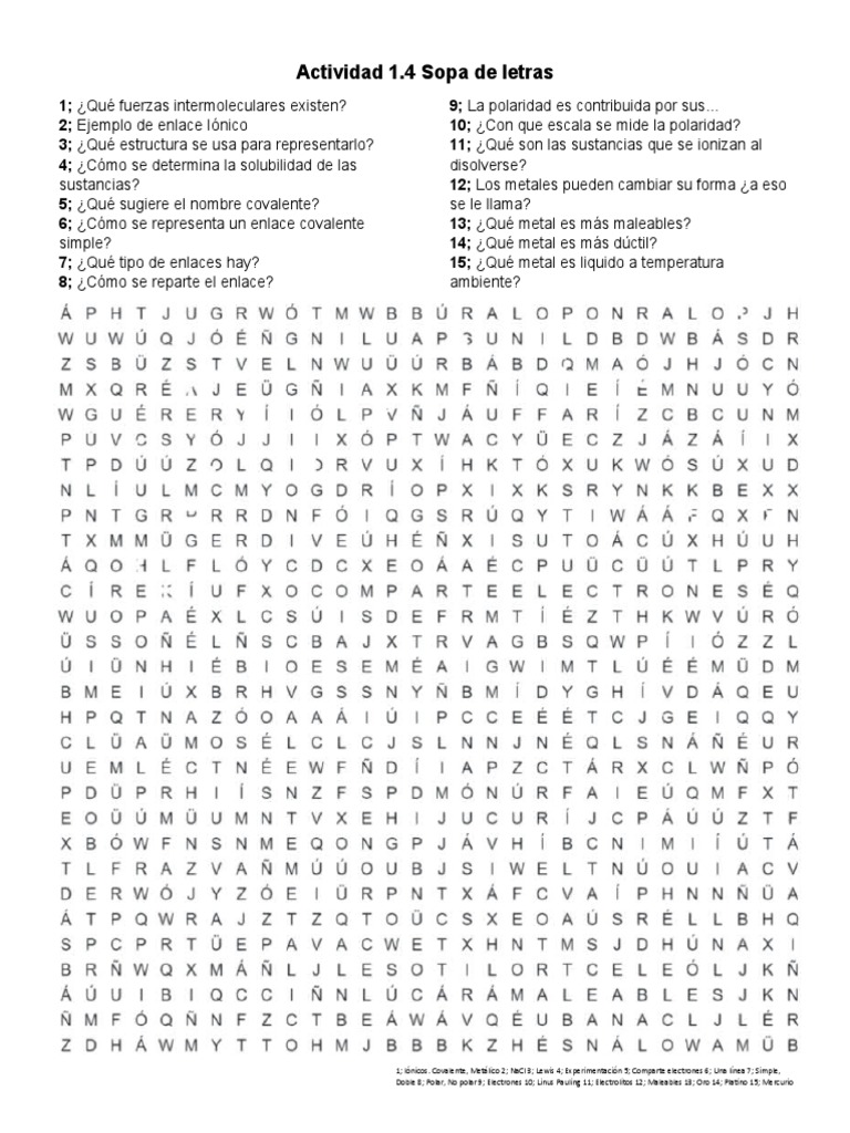 Sopa de Letras Quimica Inorganica | PDF