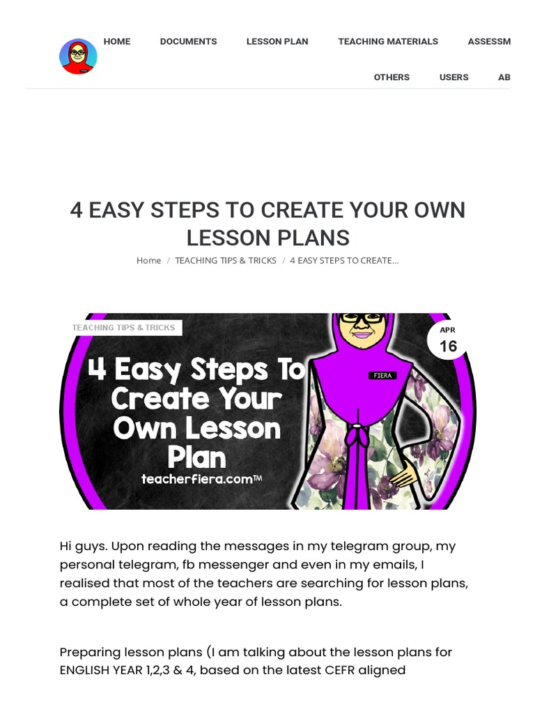 4 Easy Steps To Create Your Own Lesson Plans | PDF | Lesson Plan | Pedagogy