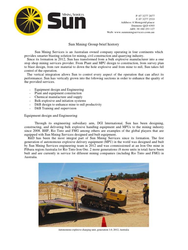SUN Mining Service - WALA | PDF | Mining | Materials