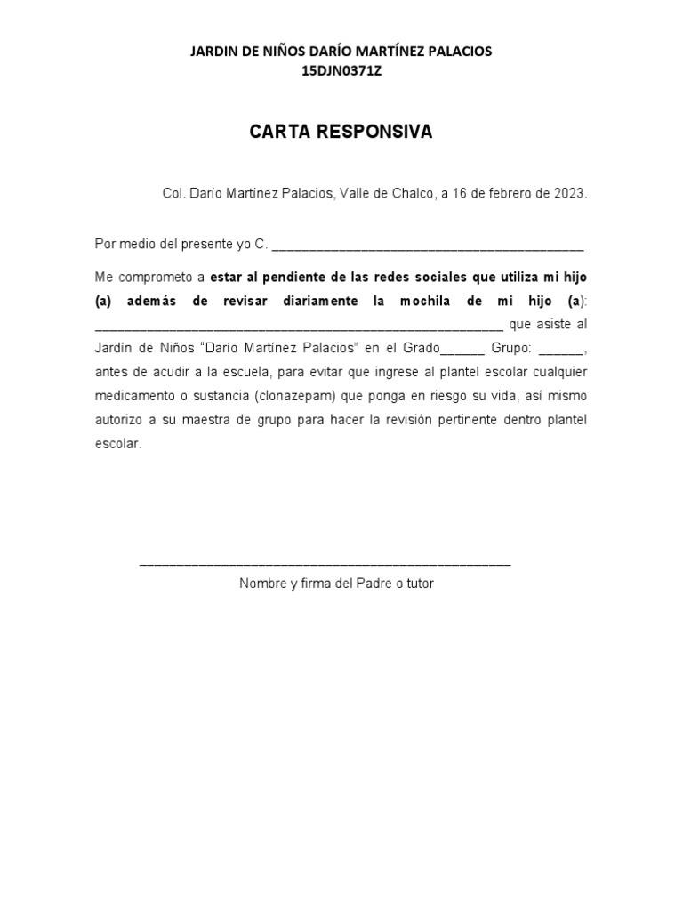 Carta Responsiva | PDF
