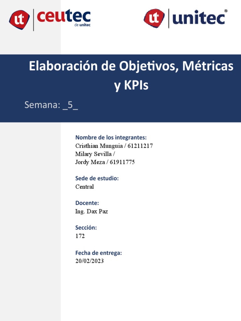 Elaboración de Objetivos, Métricas y KPIs Para Su Emprendimiento | PDF ...