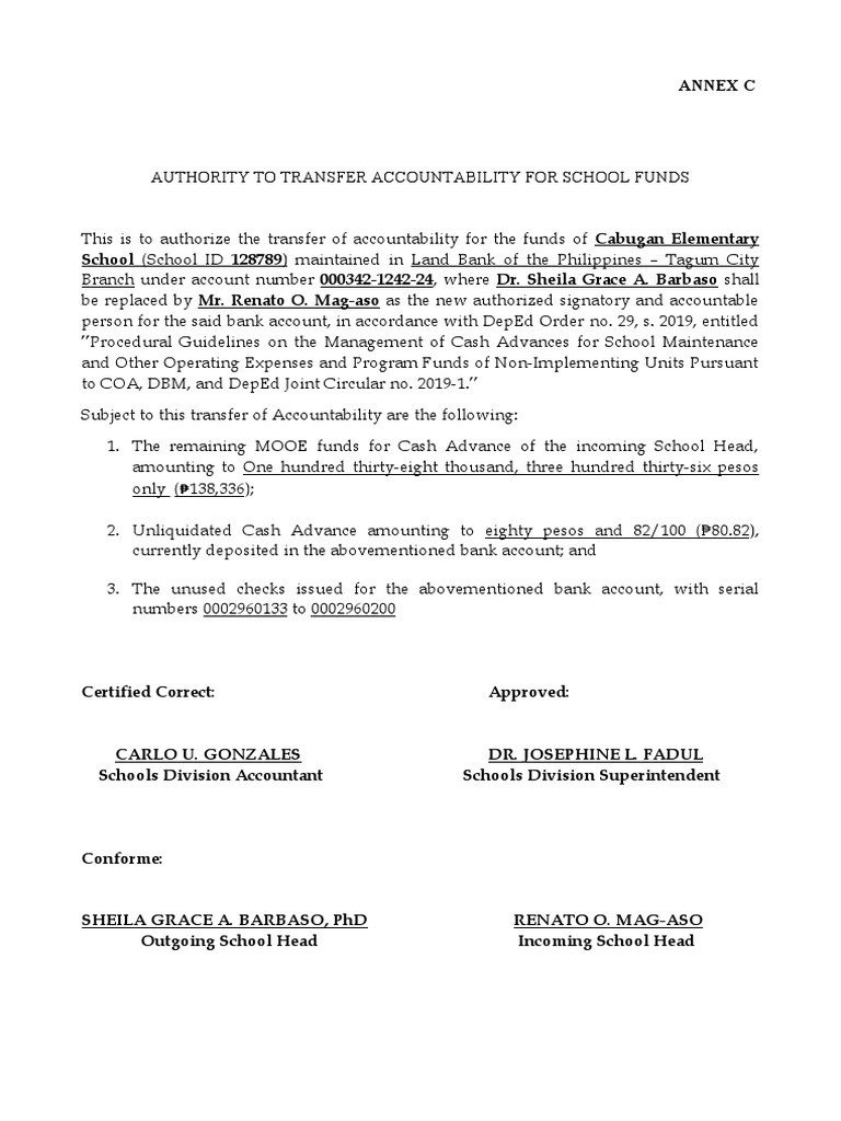 Transfer of School Fund Accountability | PDF