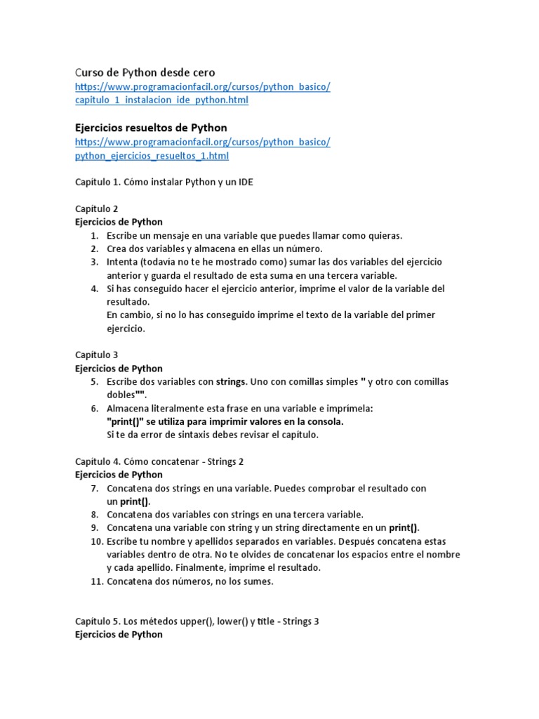 Curso De Python Desde Cero Pdf Python Lenguaje De Programación Cadena Informática