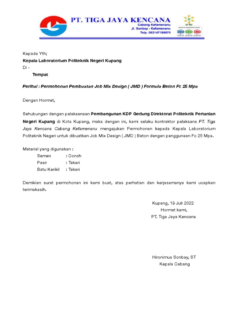 Permohonan JMD Fc 25 Mpa | PDF