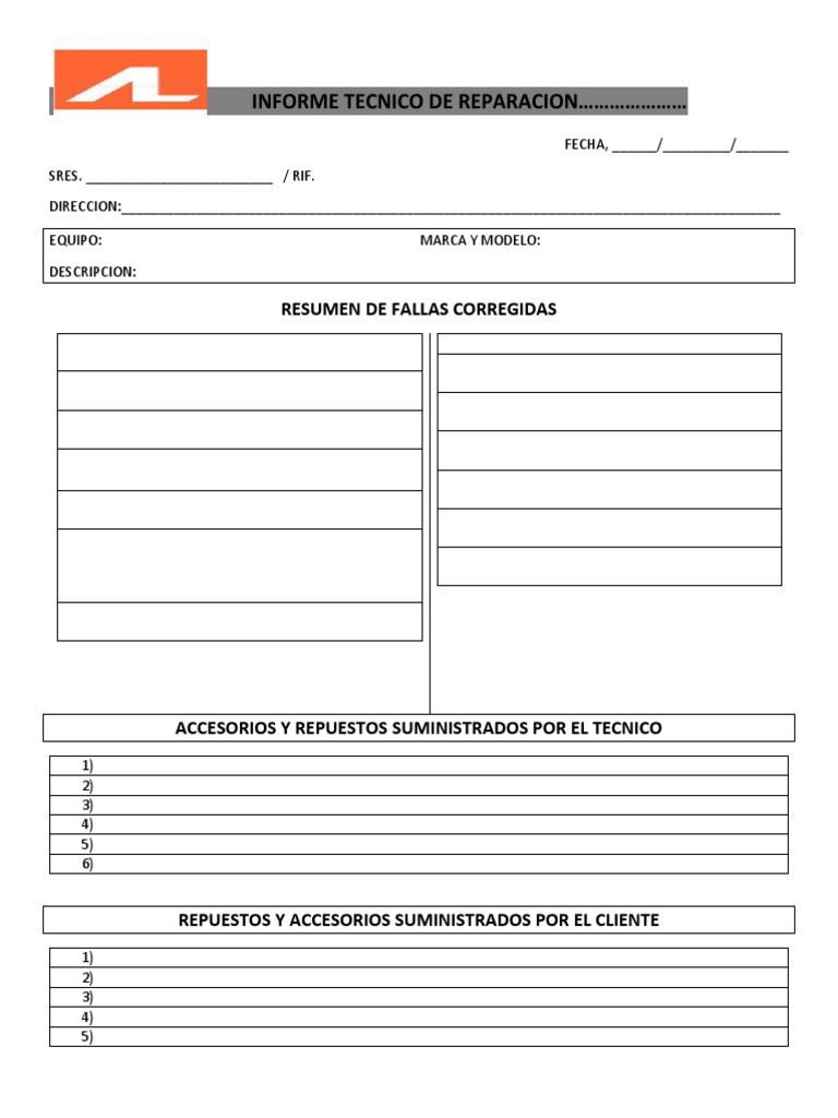 FORMATO DE INFORME TECNICO MECANICO | PDF