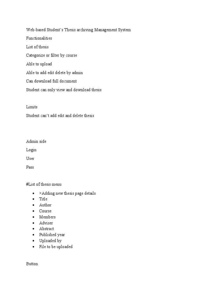 Webbase Thesis Archiving Managemetn System | PDF