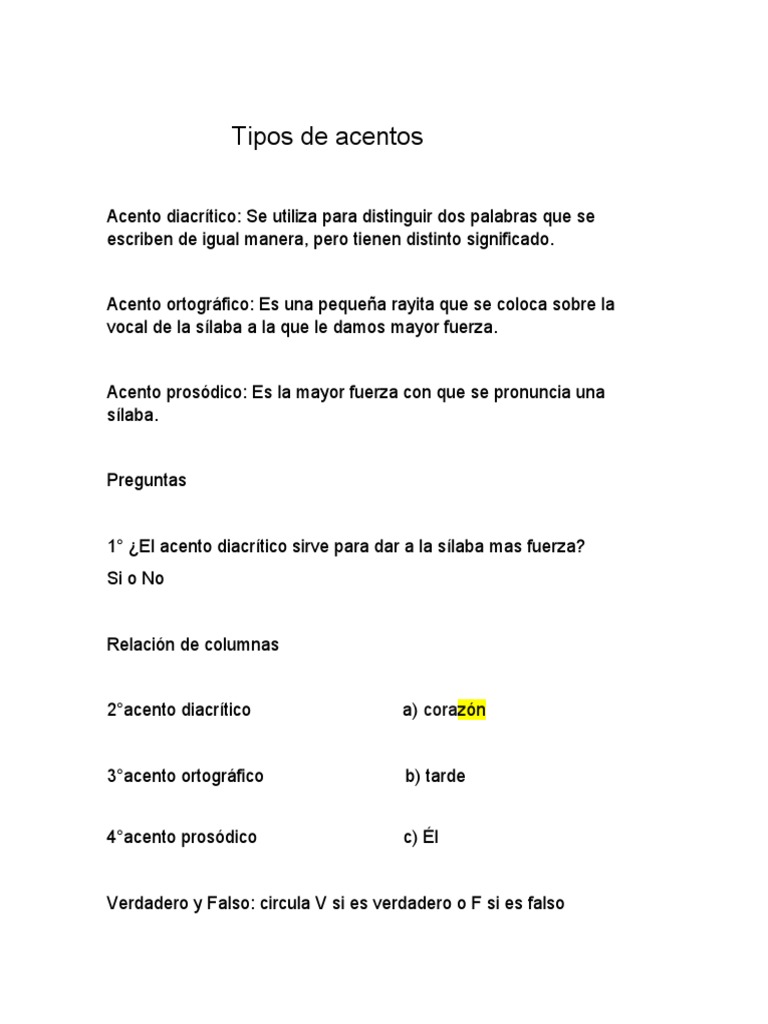 Tipos de acentos en español | PDF | Estudios de idiomas extranjeros ...