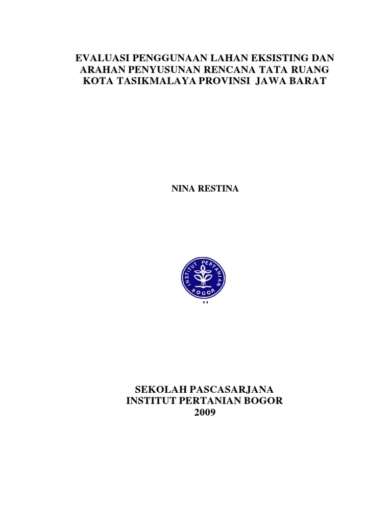 Evaluasi Penggunaan Lahan Eksisting Dan Arahan Penyusunan Rencana Tata ...