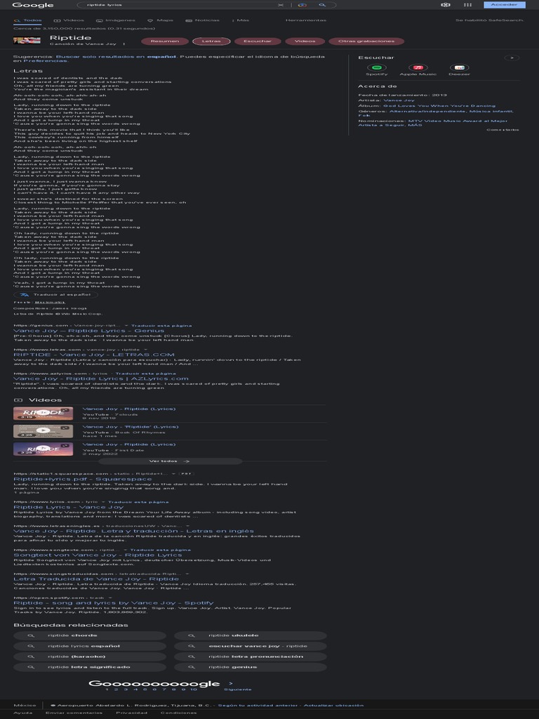 Riptide Lyrics - Buscar Con Google | PDF | Popular Music | Songs Written