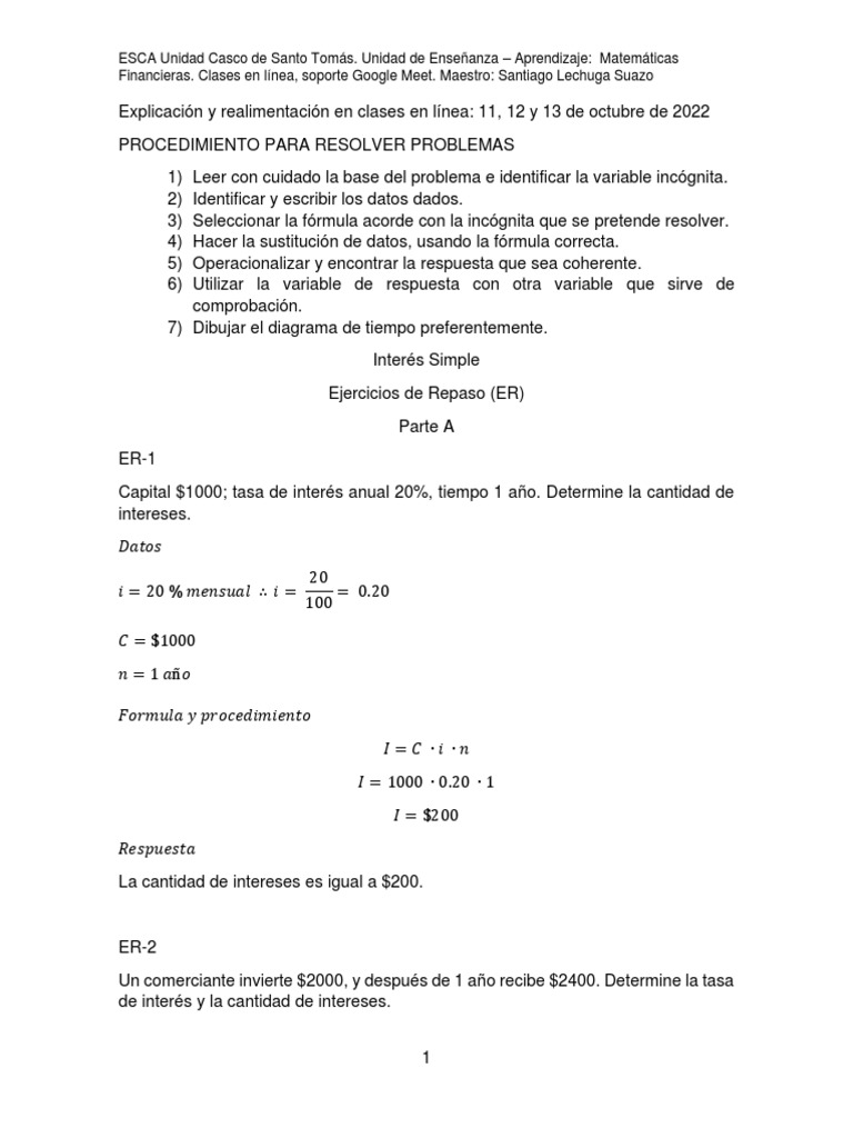 2CX23 Resp Ej Repaso U1 A | PDF | Science | Préstamos