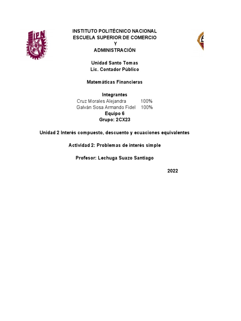 Cruz Morales Alejandra 100% Galván Sosa Armando Fidel 100% | PDF ...