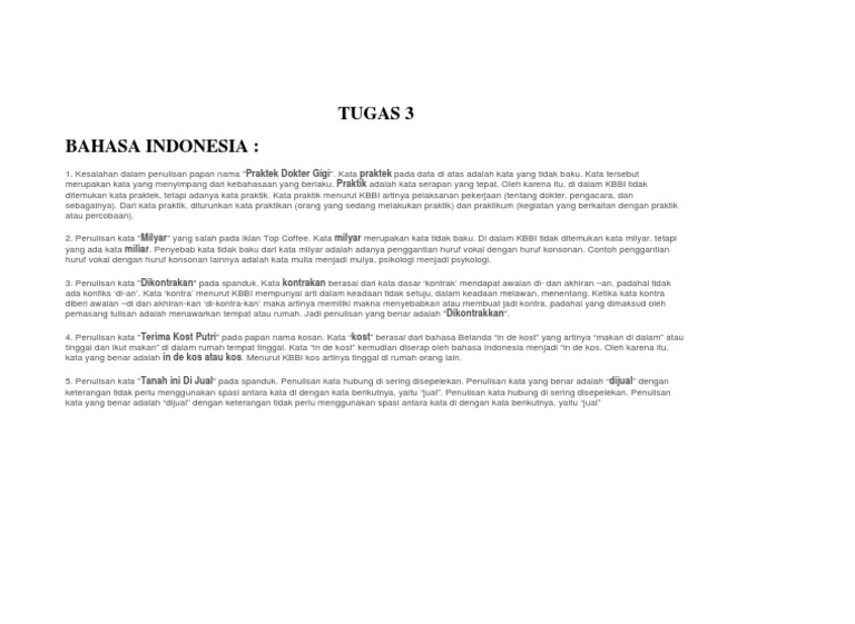 Tugas 3 Bahasa Indonesia | PDF