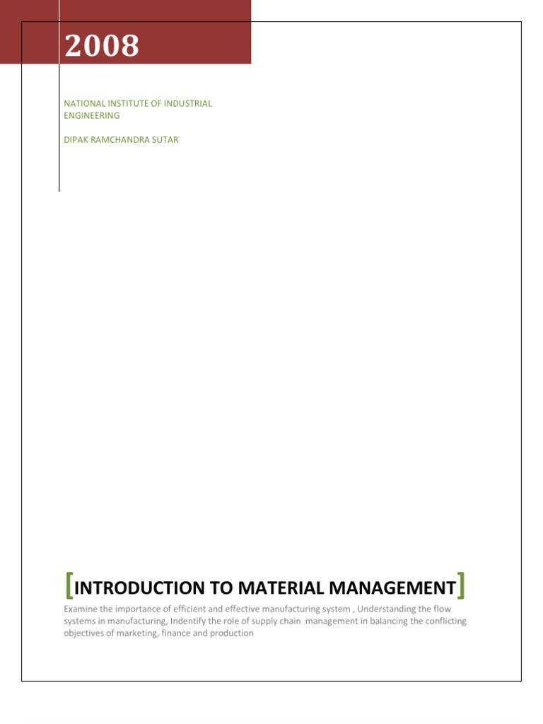 Introduction to Materials Management | PDF | Supply Chain | Logistics