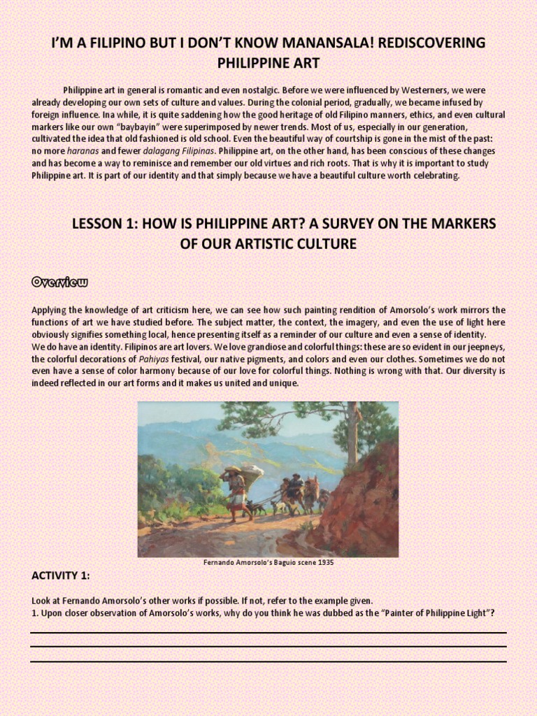 CH2 Lesson 1 How Is Philippine Art. A Survey On The Markers of Our ...